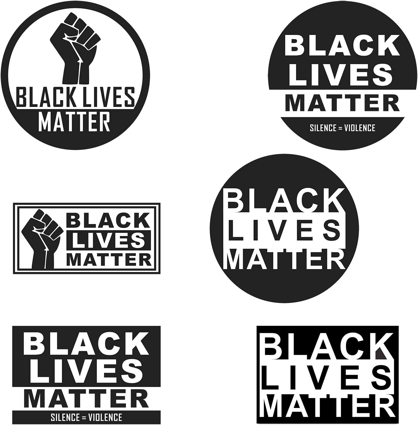 Amazon.com: Black Lives Matter Stickers [Big 6 PCS], Anti-Racism BLM ...