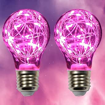 HOWORR Decorative Pink Light Bulb, 2W Pink LED Fairy Light Bulbs, 15W ...