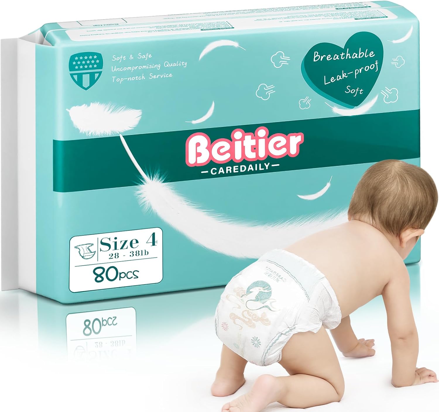 Amazon.com: Beitier Ultra Absorbent Baby Diapers, 70 Count Size 4 ...