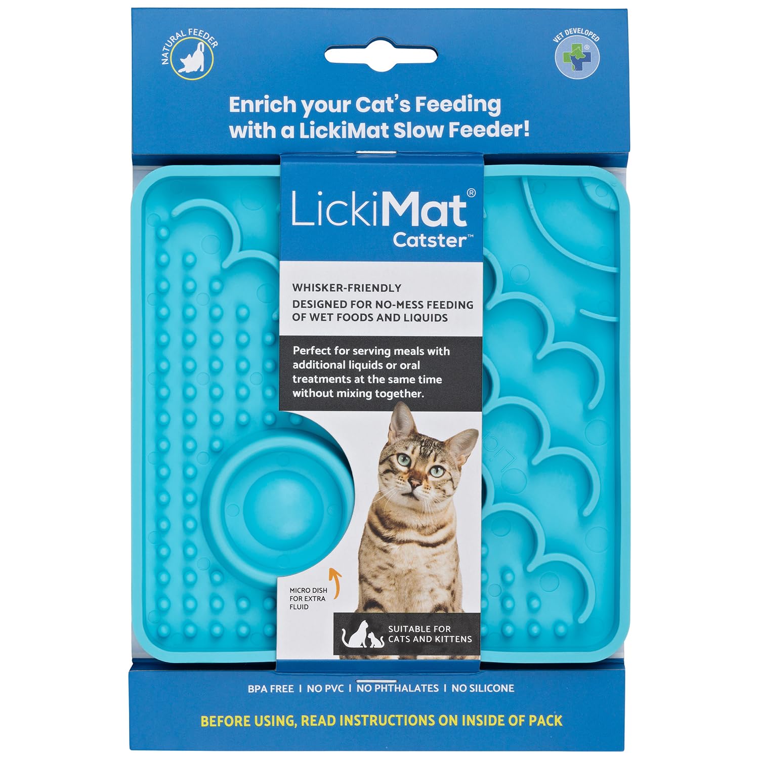 LickiMat Catster Cat Food Mat - Cat Slow Feeder with Micro Dish for ...