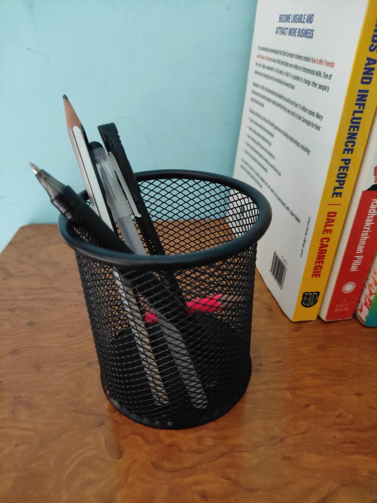 Craft Expertise Metal Mesh Pen Stand Round,Stationary Storage Stand ...