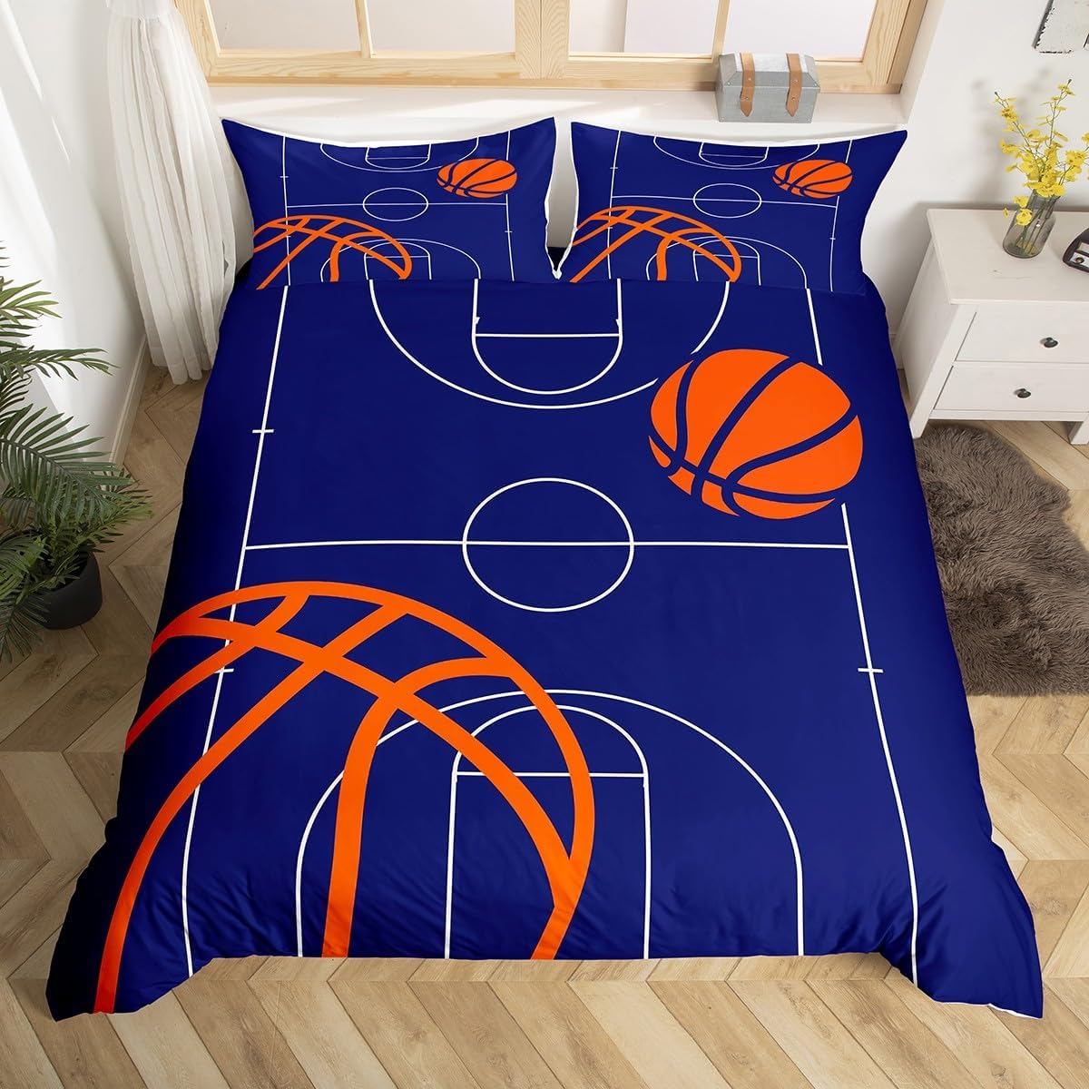 Amazon.com: jejeloiu Basketball Bedding Set Twin Size Kids Basketball ...