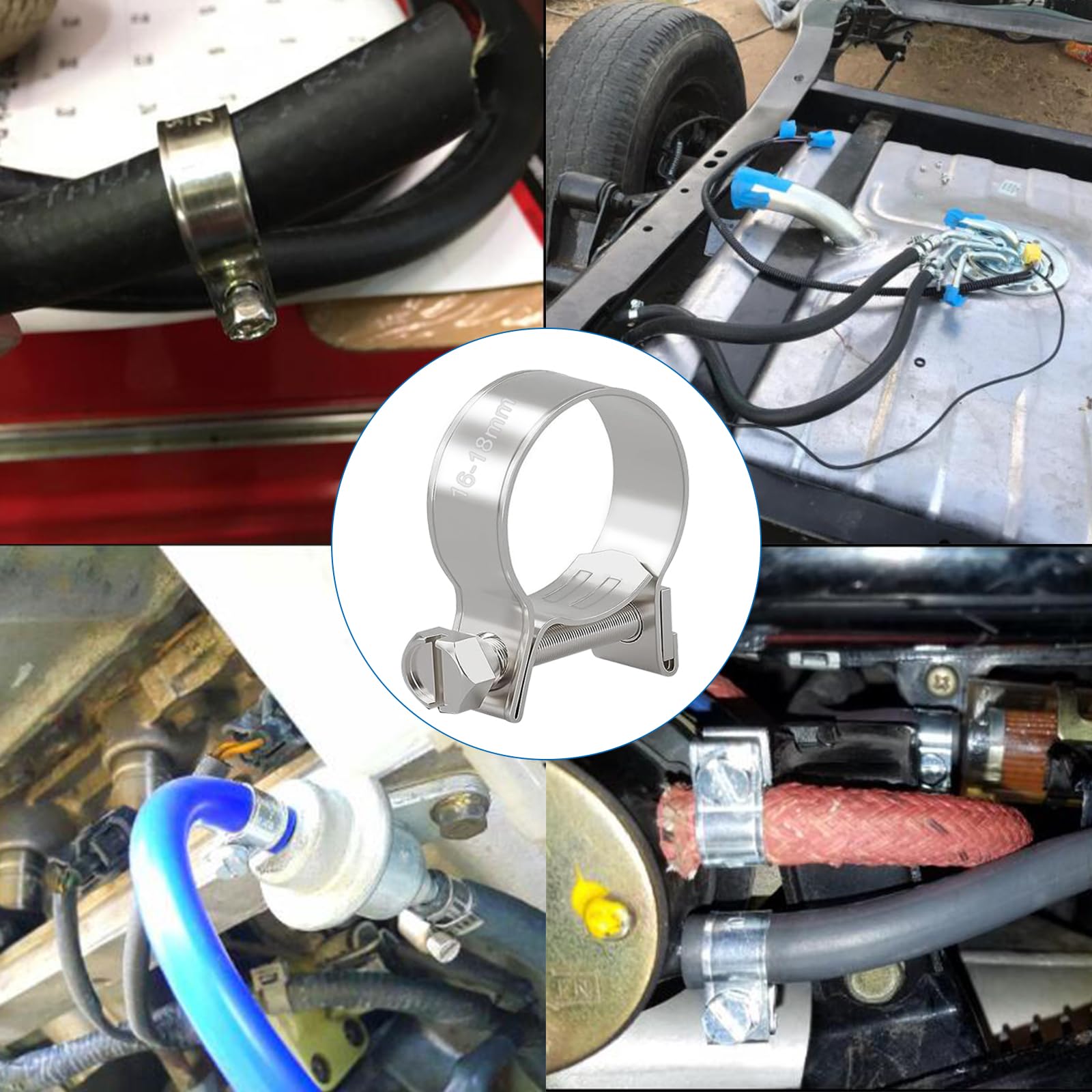Snapklik.com : Tnisesm Mini Fuel Injection Hose Clamps Adjustable 9/32 ...