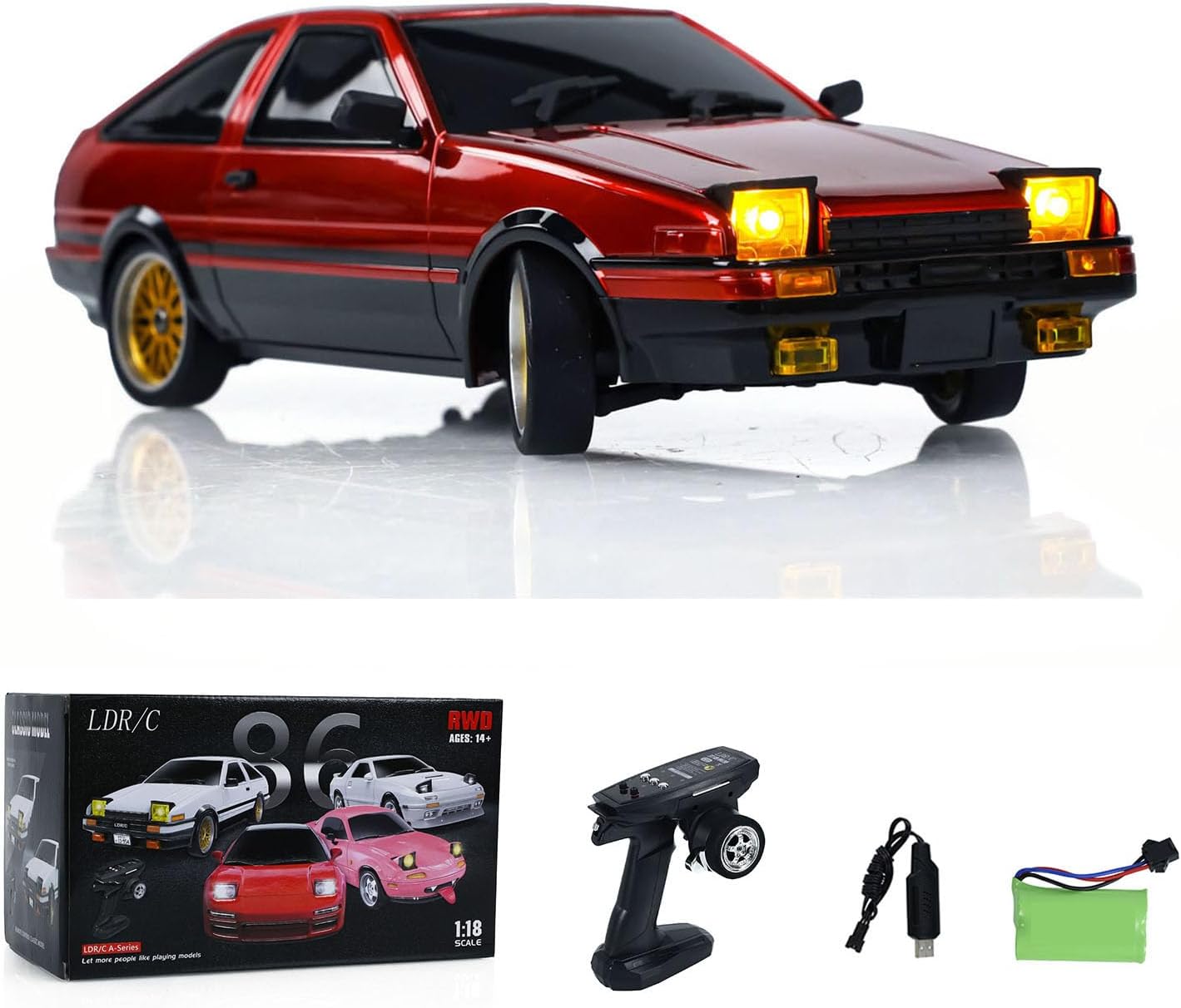Amazon.com: wheelfun 1/18 RC Drift Racing Car Rwd LDRC LD1801 Wireless ...