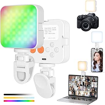 Casbomy Magnetic RGB Video Light, 360° Full Color RGB97 LED Camera ...