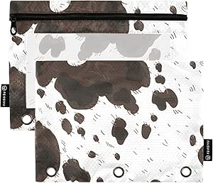 Amazon.com : ZAZYXTJ Cow Print Binder Pencil Pouchs 3 Ring with Zipper ...