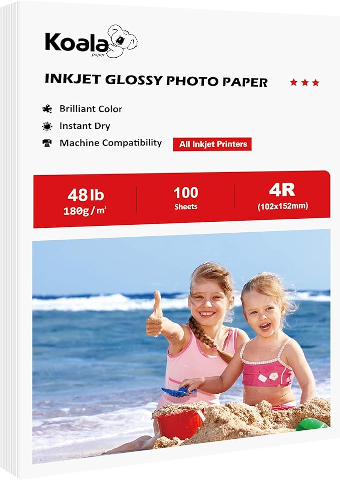Koala Glossy Inkjet Photo Paper 4X6 Inches 48lb 100 Sheets Professional ...