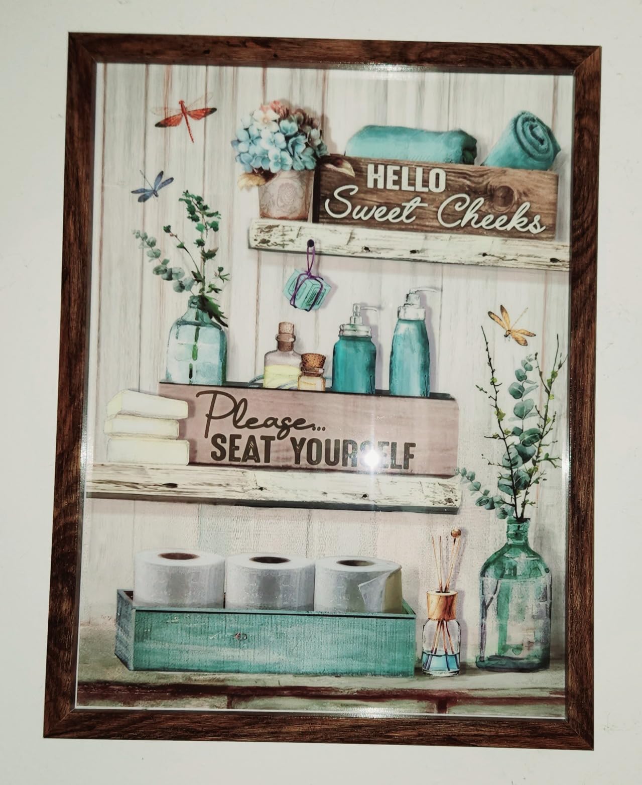 Amazon.com: Dazzlewall Farmhouse Bathroom Wall Decor Poster Dragonfly ...