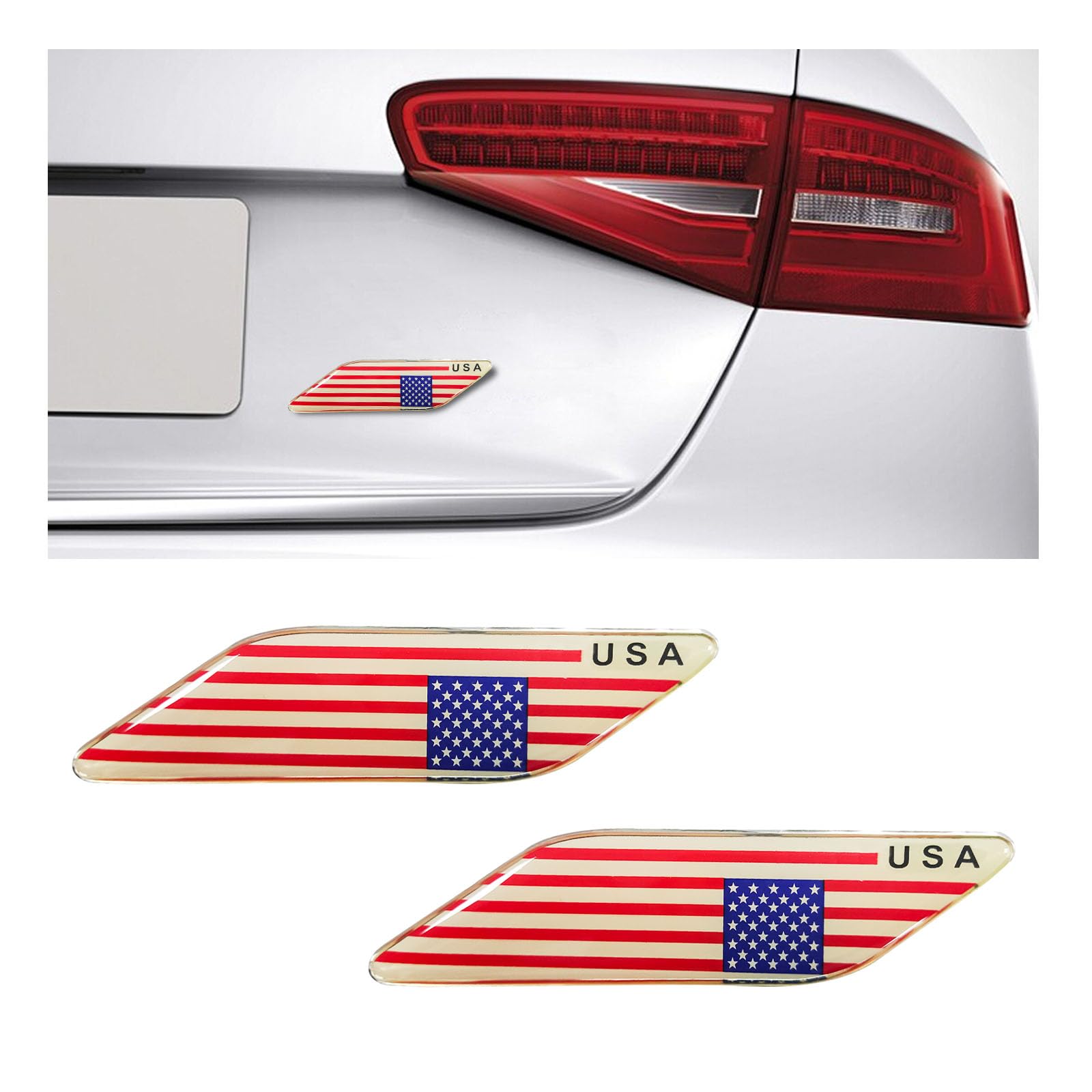 Snapklik.com : Dickno 2 PCS 3D Tricolor Flag Emblem, Aluminum Car Front ...