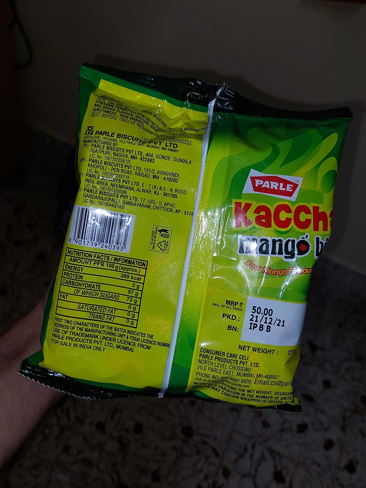 Parle Kaccha Mango Bite, 260.38G/277 Grams (Item Weight May Vary ...