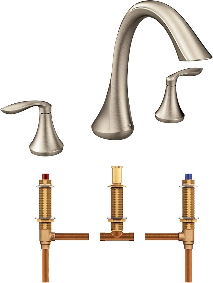 Moen T943BN Eva Two-Handle High-Arc Roman Tub Faucet without Valve ...