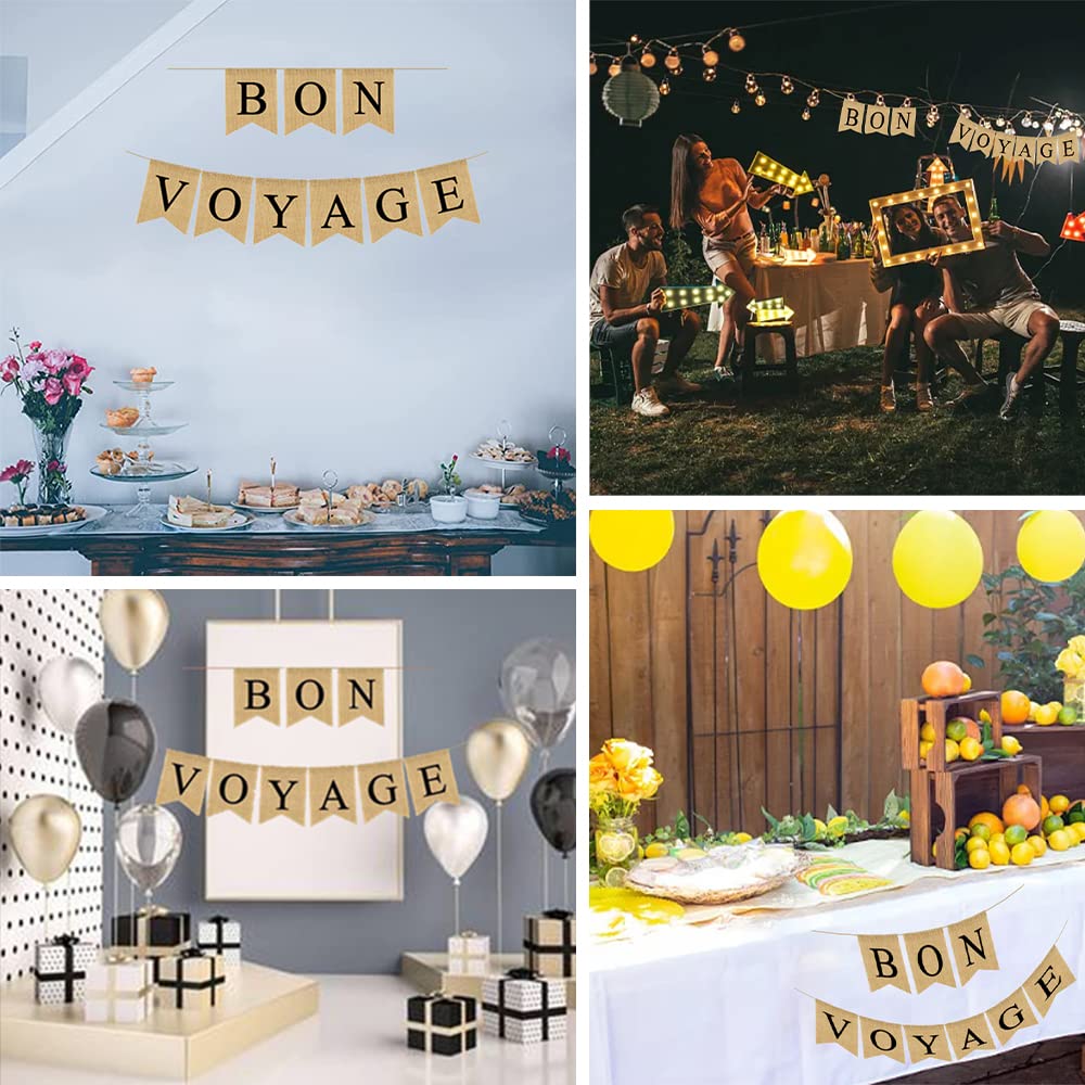 Bon Voyage Banner Burlap Banner Bon Voyage Party Banner for Farewell ...