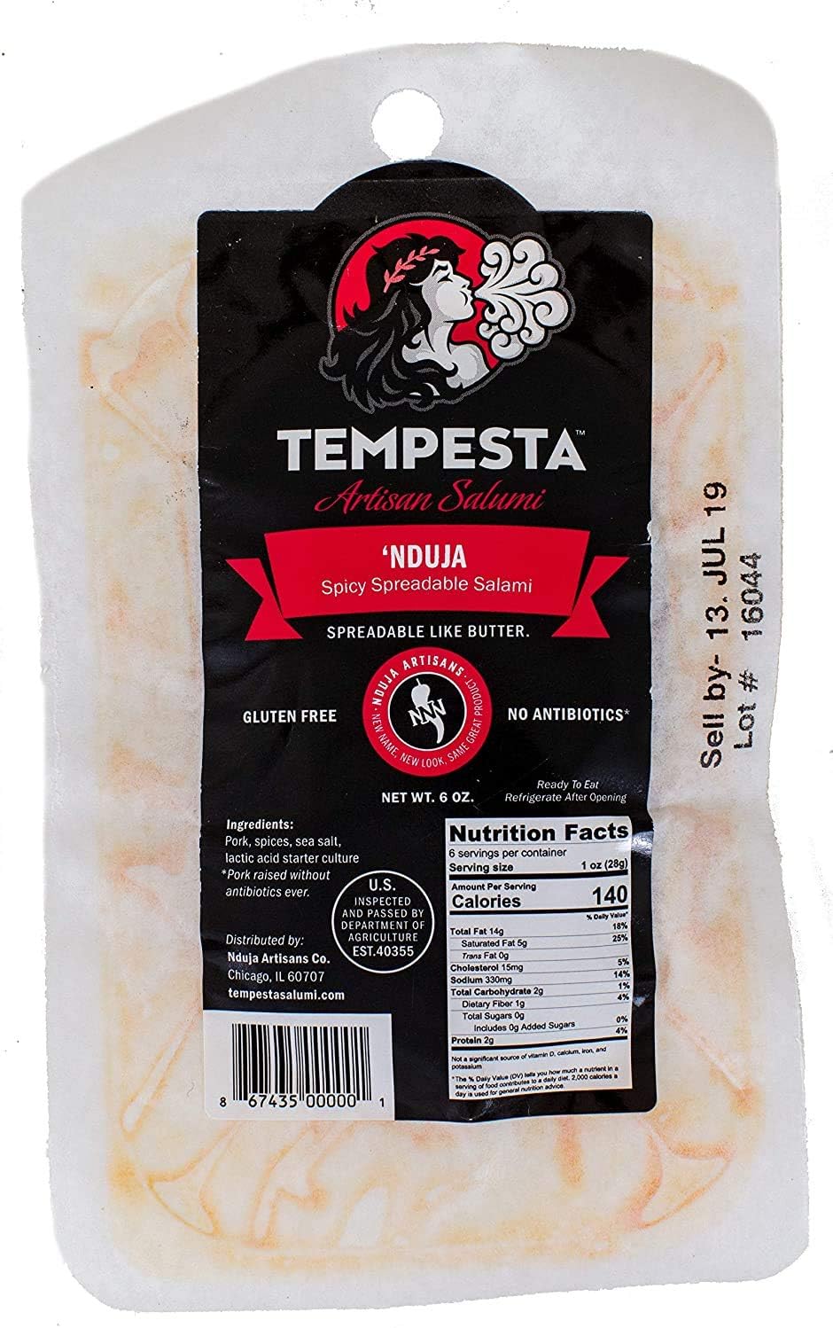 Amazon.com : Tempesta Spreadable Salami Spicy, 6 OZ (Pack - 1 ...