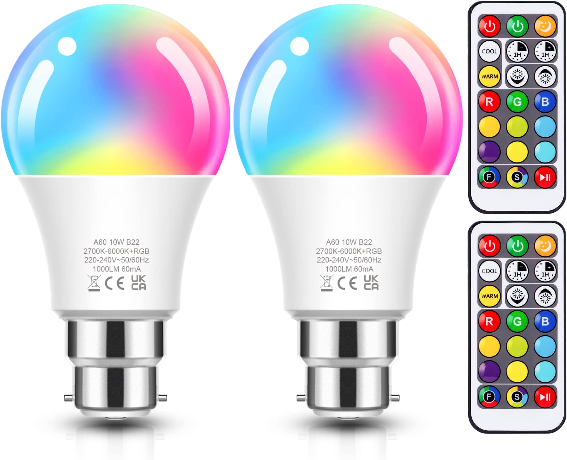 Remote Controlled Colour Changing 7W LED Light Bulb BC/B22 A80 with ...
