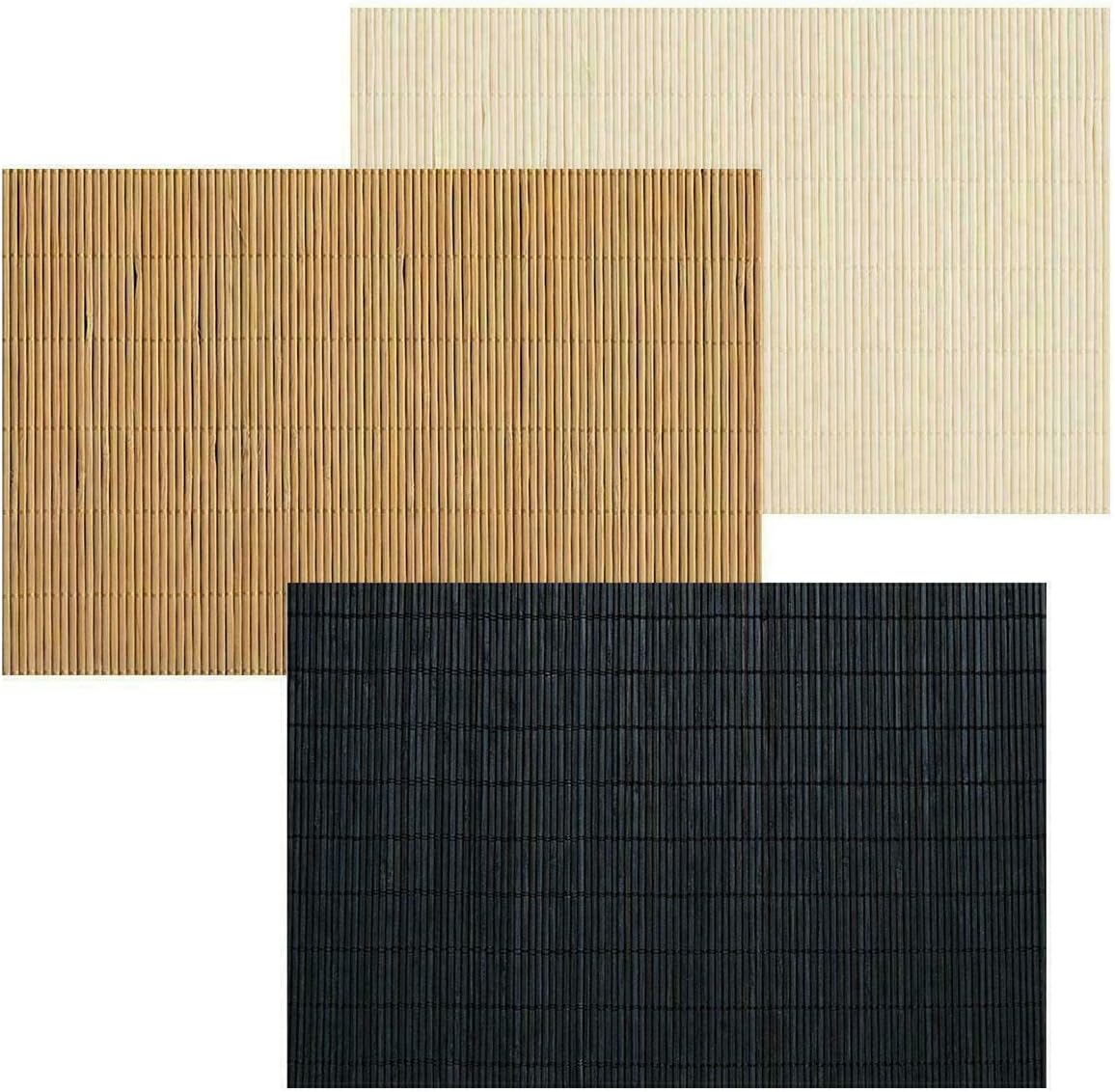 BambooMN Bamboo Slats Placemat with Fabric Border - Solid Colour Print ...