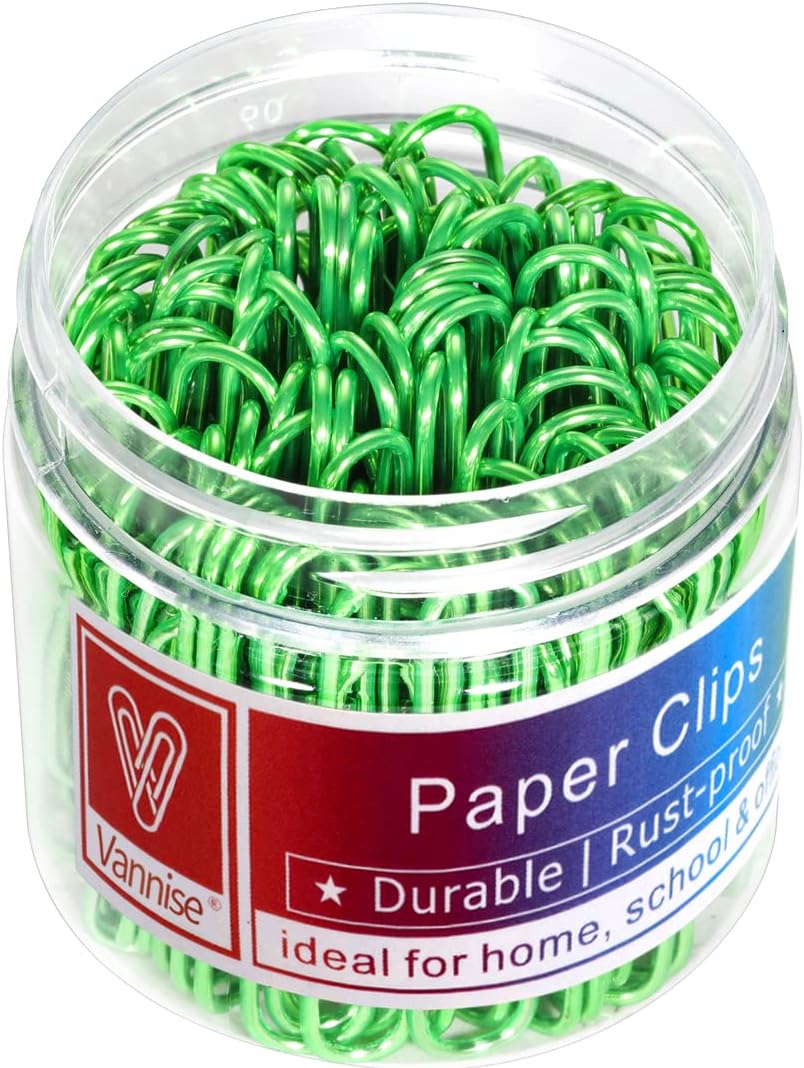 Amazon.com : HAHIYO Paper Clips 1.1" (28mm) Length Green Paperclips ...
