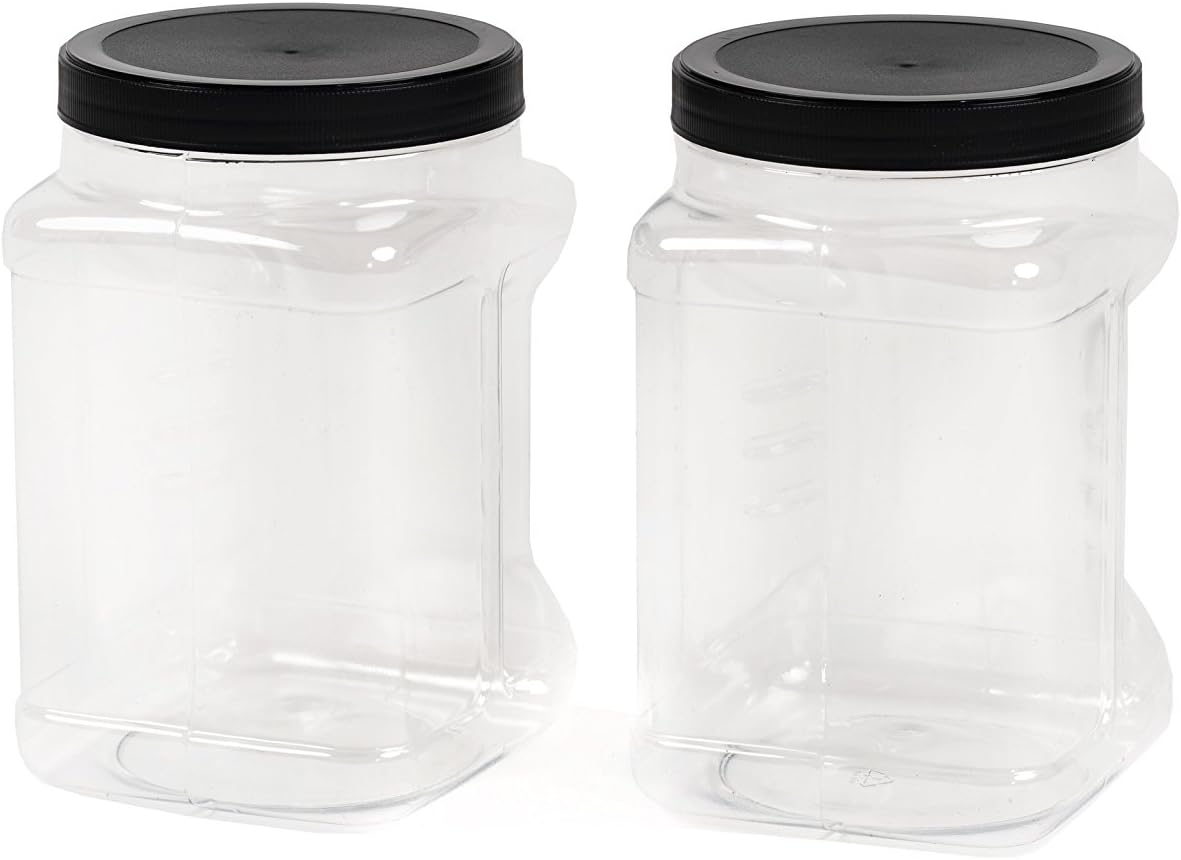 Amazon.com: Clear Plastic Storage Jars with Lids - (2 Pack) 32 oz Great ...