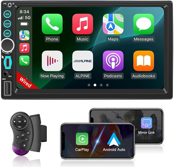 Amazon.com: Double Din Car Stereo Apple Carplay Radio Screen for Car ...