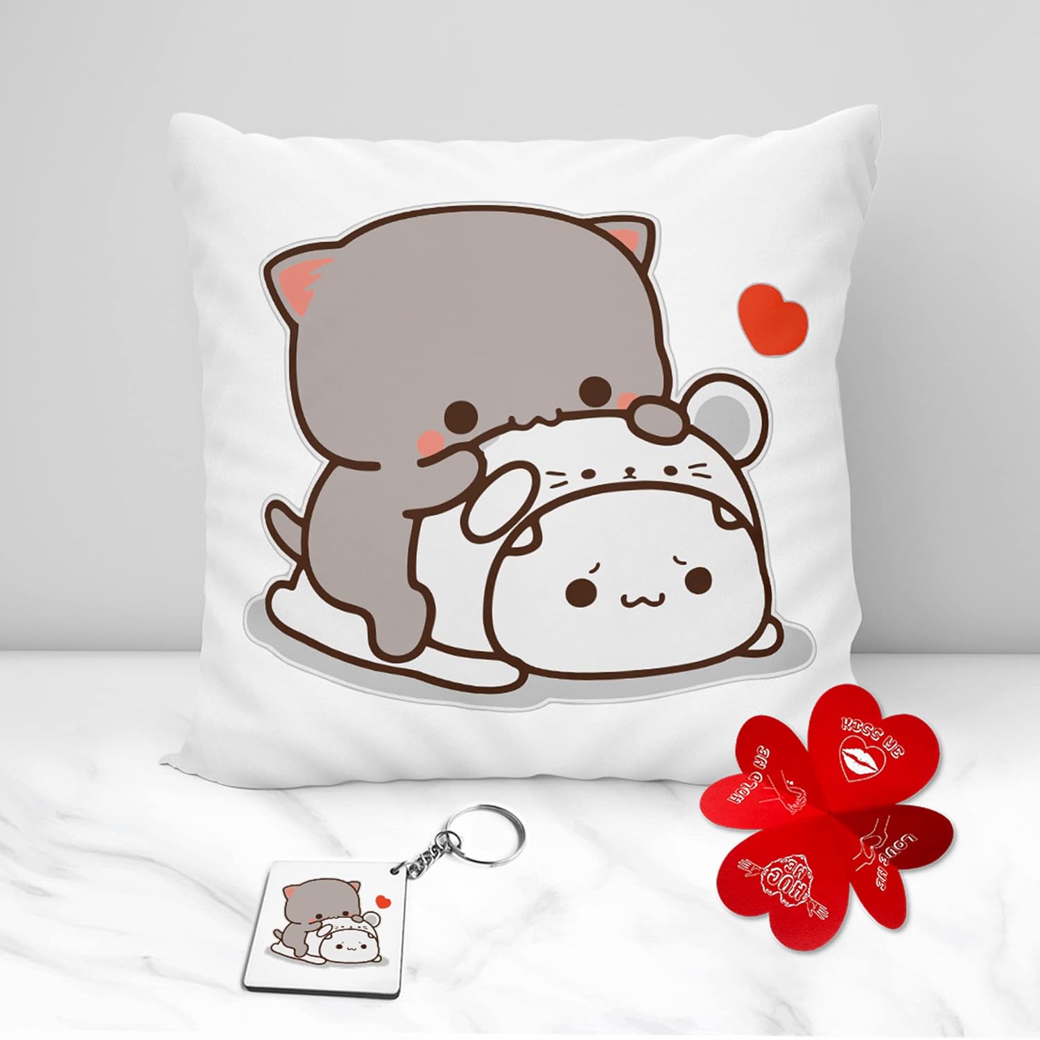 Buy K1Portal Peach and Goma Mochi Cat Pillow Cushion, Gifts for him, Boyfriend, Valentines Gift ...