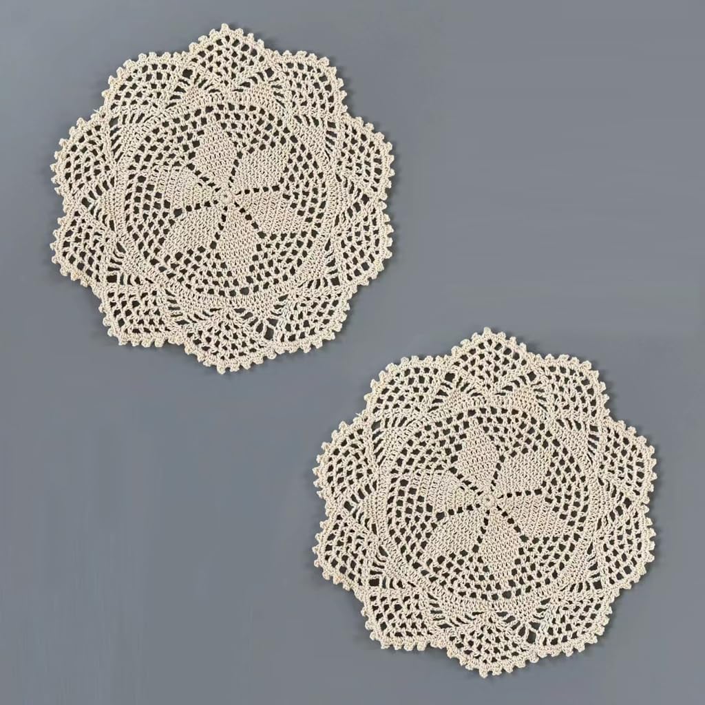 Amazon.com: Gemseek 2 Pack Vintage Crochet Lace Doilies for Tables, 12 ...