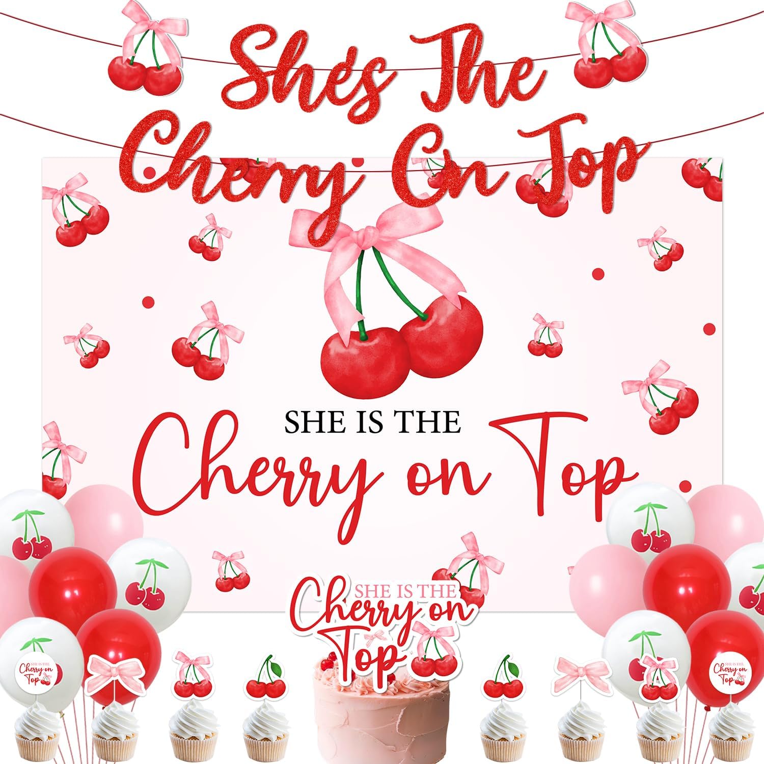 Amazon.com: She's the Cherry on Top Decorations Cherry Bridal Shower ...