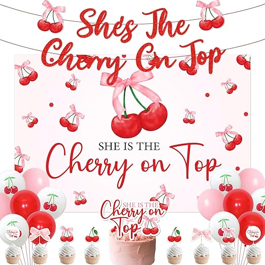 Amazon.com: She's the Cherry on Top Decorations Cherry Bridal Shower ...