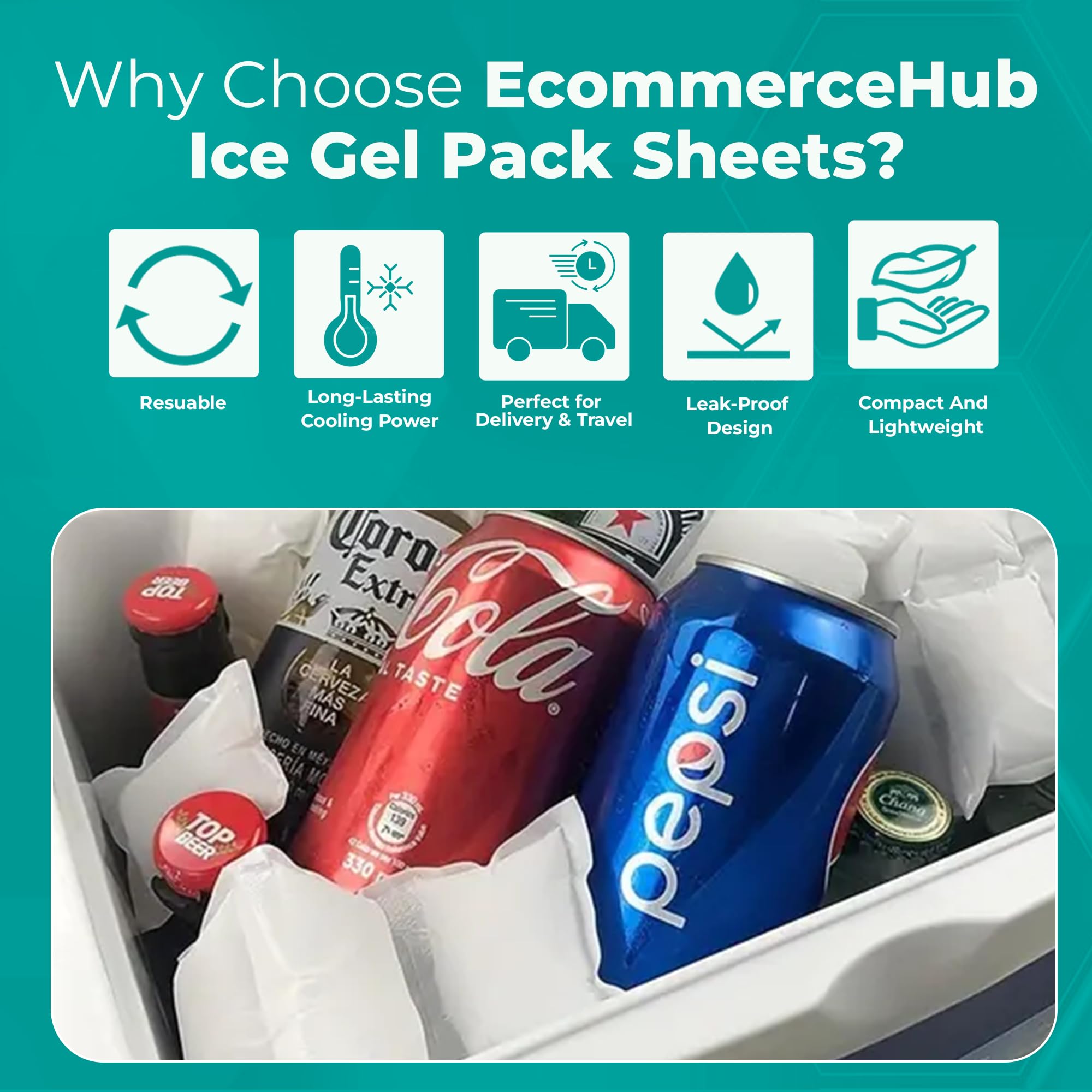 Ice Packs MATUFF 100 Sheets Reusable Freezer - Cuttable 600 Cell Gel ...