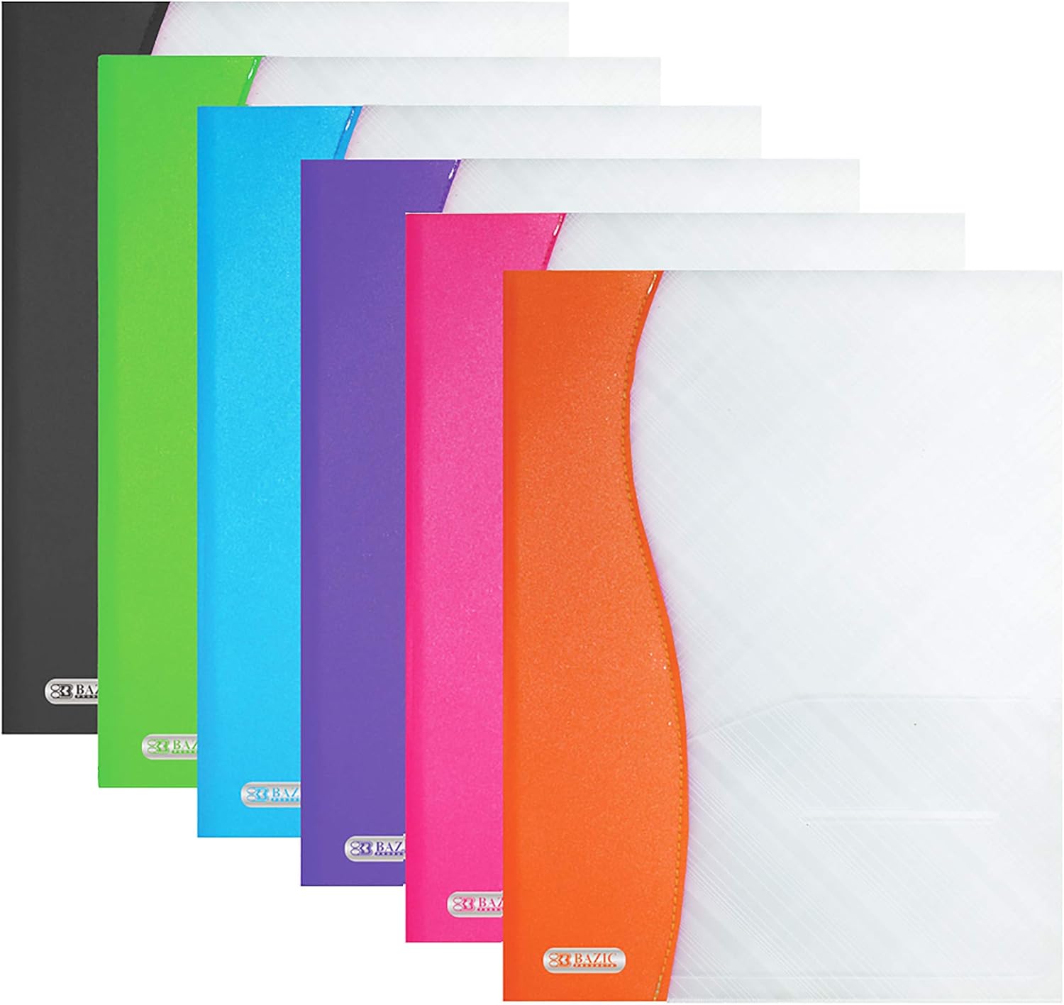 Amazon.com : BAZIC 2 Pockets Poly Folder, Two Color Portfolio, Letter ...