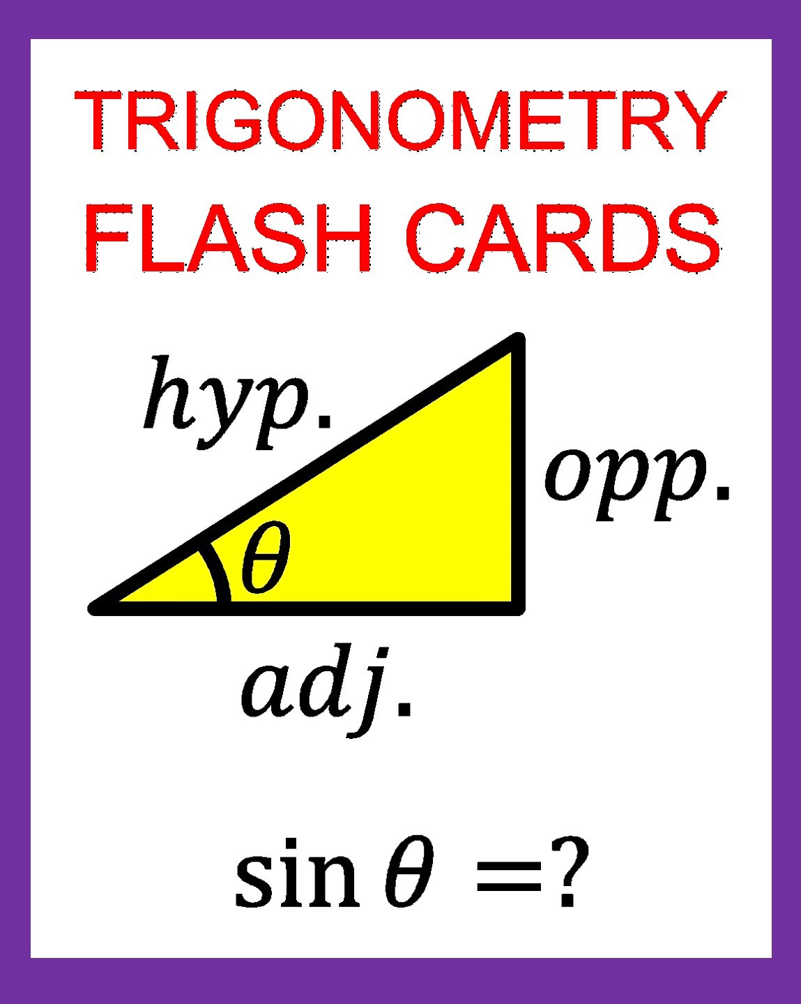 Trigonometry Flash Cards: Memorize Values of Trig Functions (sin, cos ...
