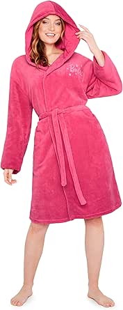 Barbie Womens Fleece Dressing Gown with Hood, Fluffy Bathrobe - Gifts ...