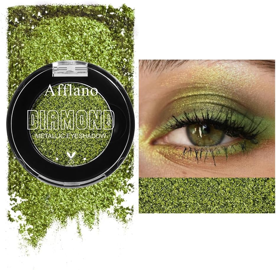 Amazon.com : Afflano Sparkle Olive Green Metallic Glitter Eyeshadow ...