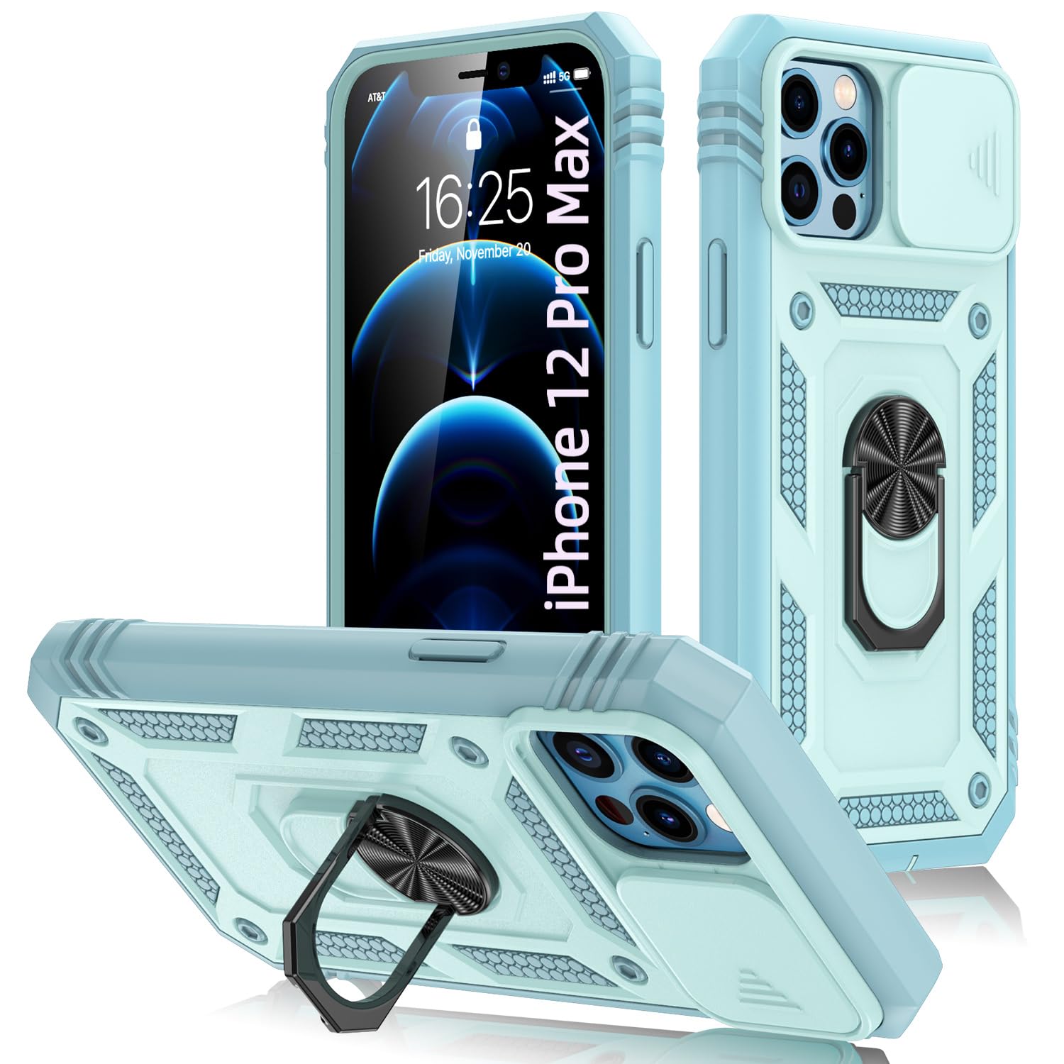 Amazon.com: Korecase Design for iPhone 12 Pro Max Kickstand Case with Camera Cover Military ...