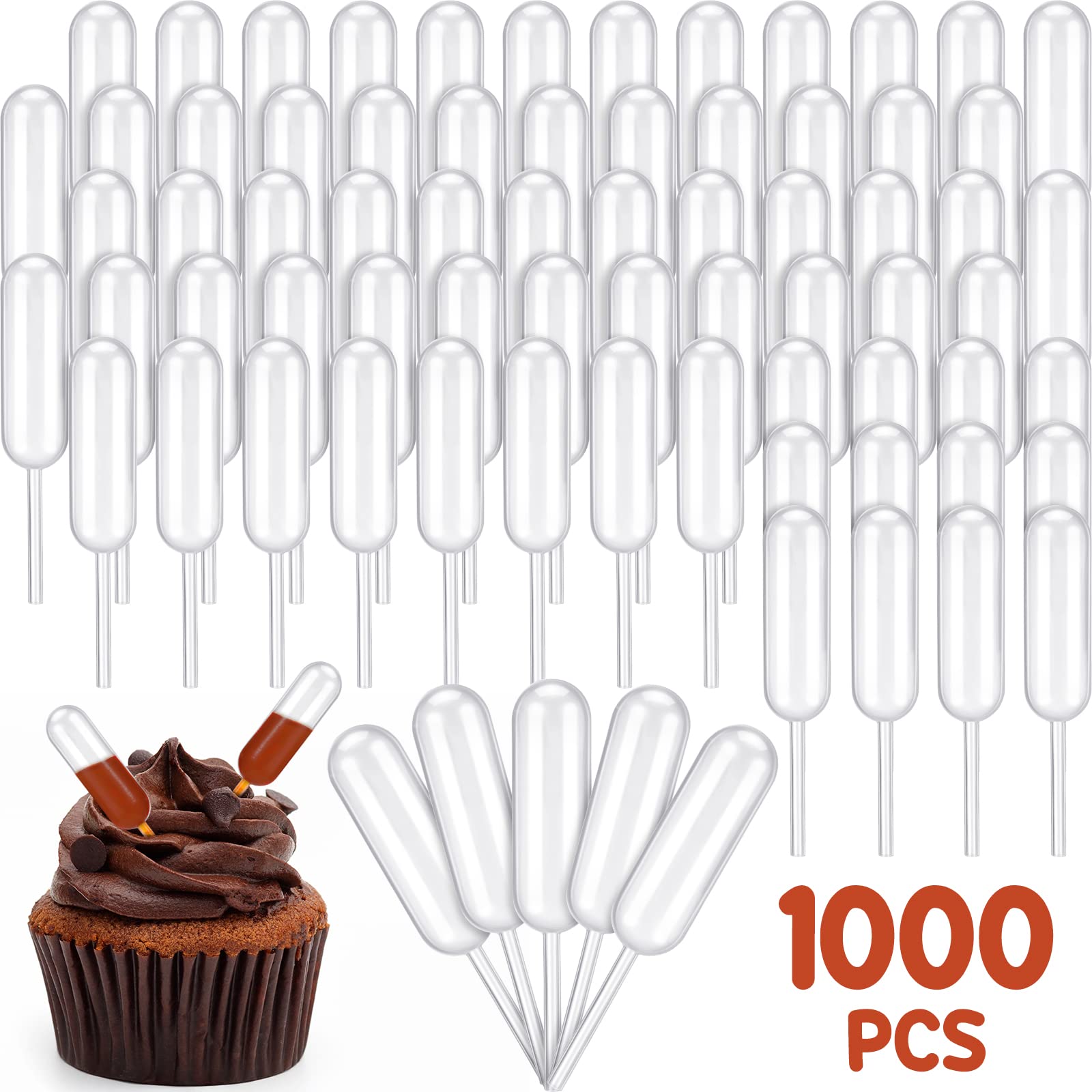 Snapklik.com : 1000 Pcs 4 Ml Cupcake Pipettes Clear Plastic Transfer ...