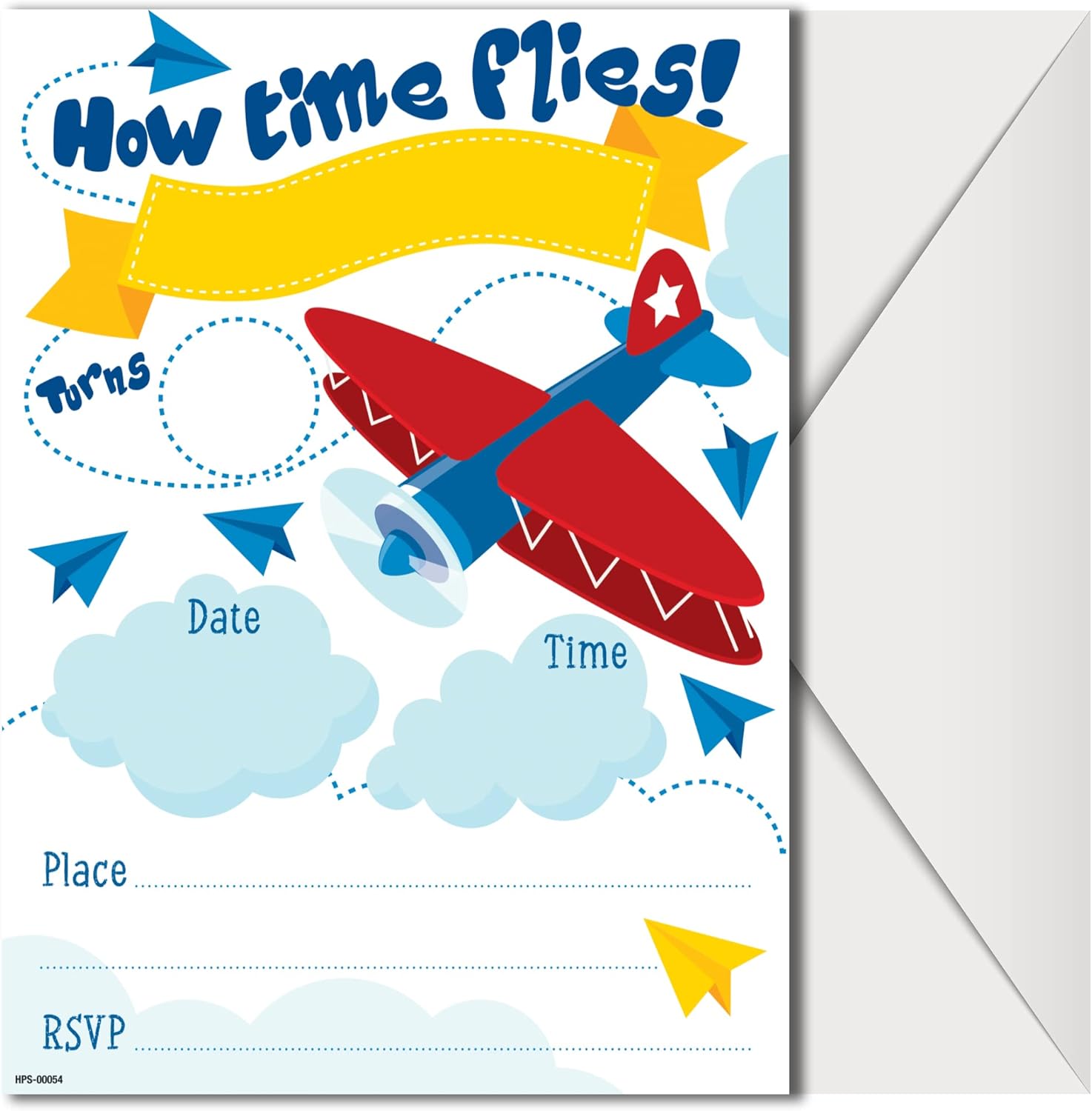 Airplane Birthday Party Invitations with Envelopes - (Pack of 20 ...