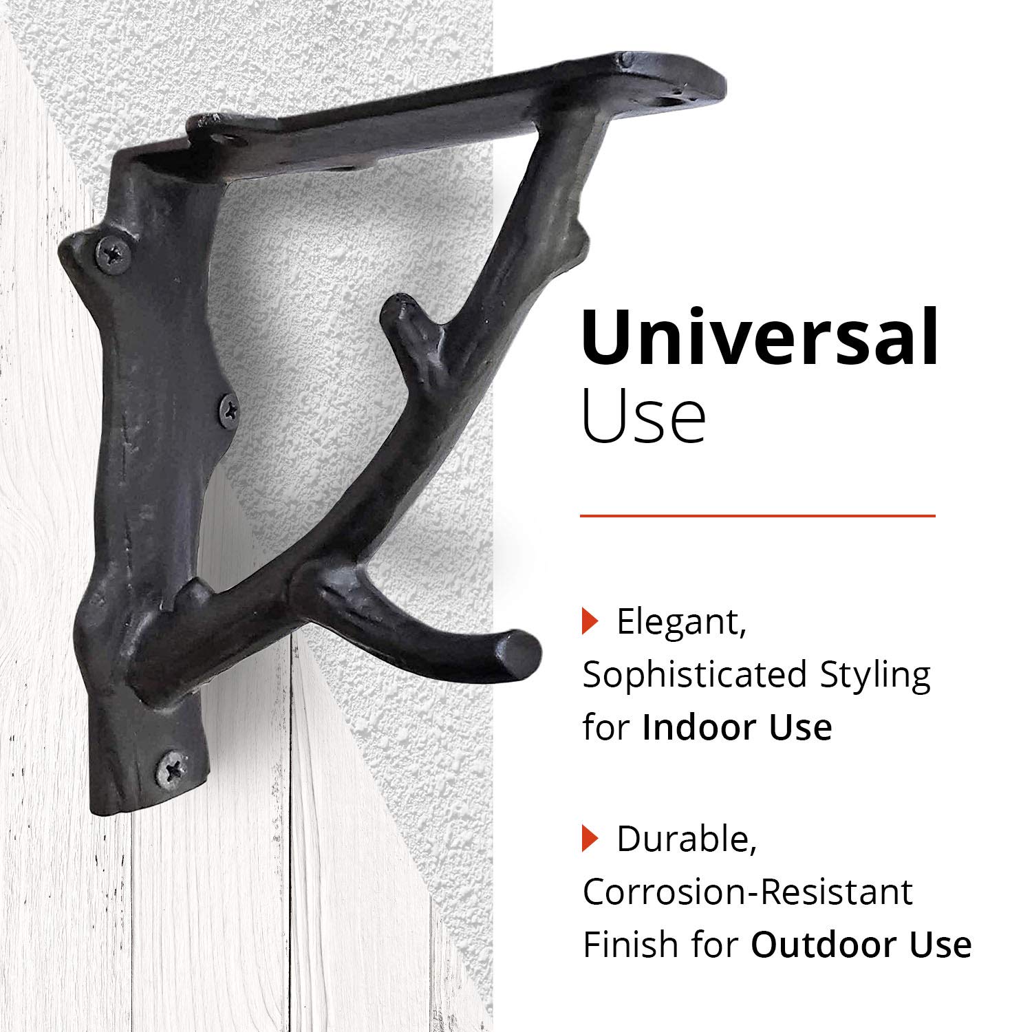 Snapklik.com : Rustic Branch Black Shelf Brackets 7 Inch, Decorative ...