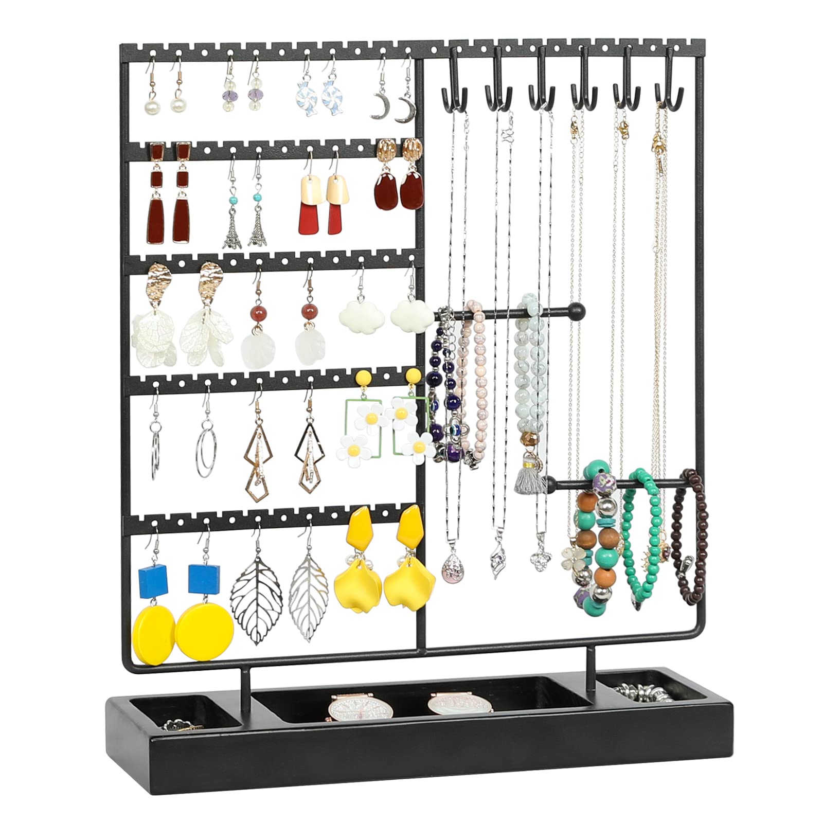 Amazon.com: X-cosrack Earring Holder,5-Tier Ear Stud Holder with Wooden ...