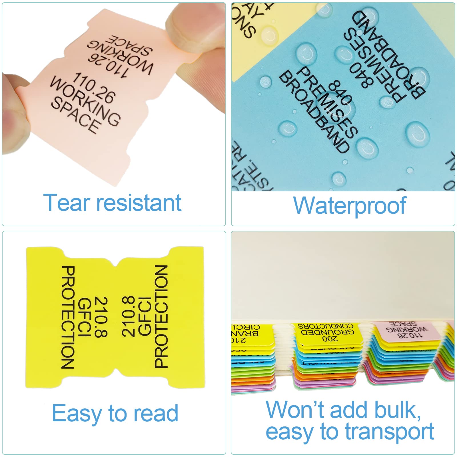 Laminated Waterproof NEC Index Tabs 2023 NEC Code Book Tabs - 120 Color ...