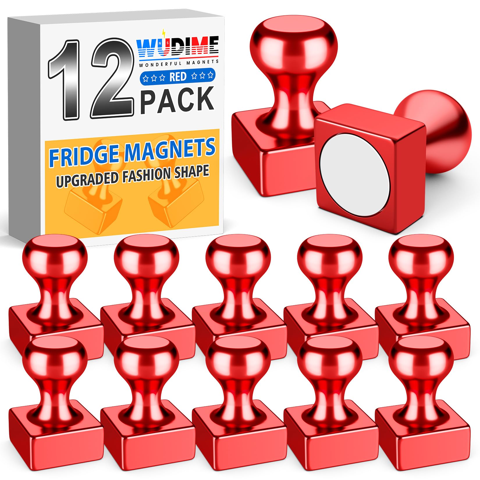 12Pack Strong Fridge Refrigerator Magnets Small Magnets, Upgraded Red ...