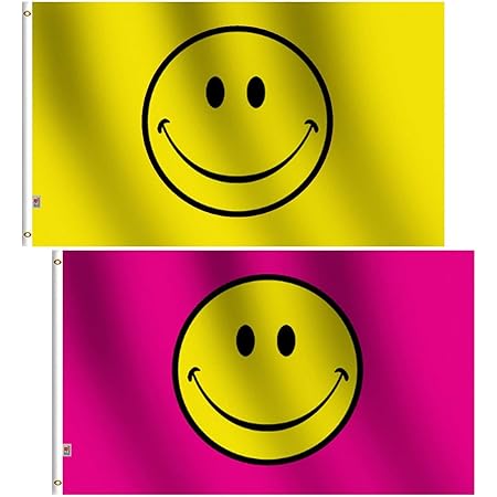 Amazon.com : Anley Pack of 2 Fly Breeze 3x5 Foot Yellow Smiley Face ...