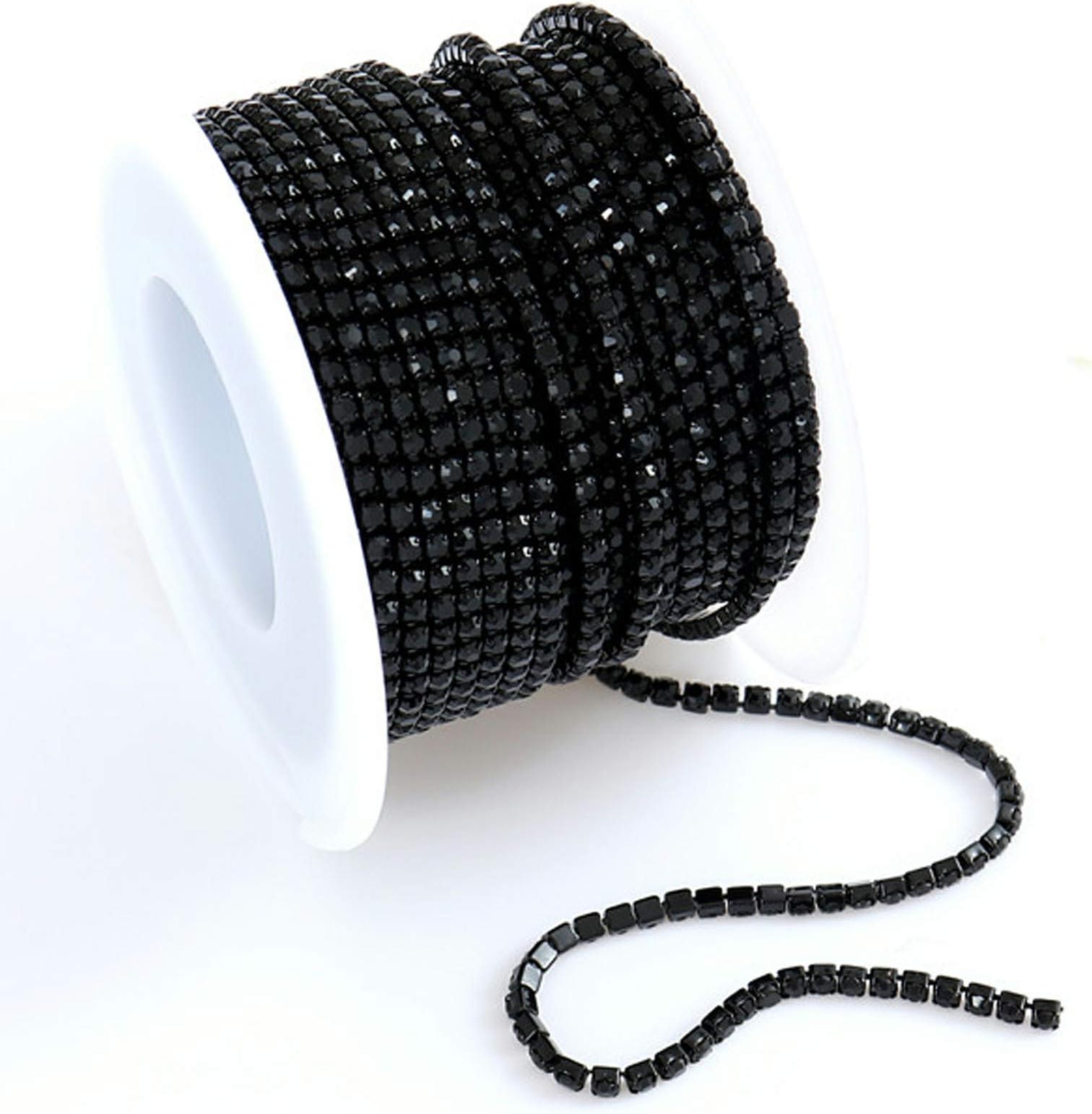 Amazon.com: FQTANJU Elegant Wedding Black Rhinestone Applique with ...