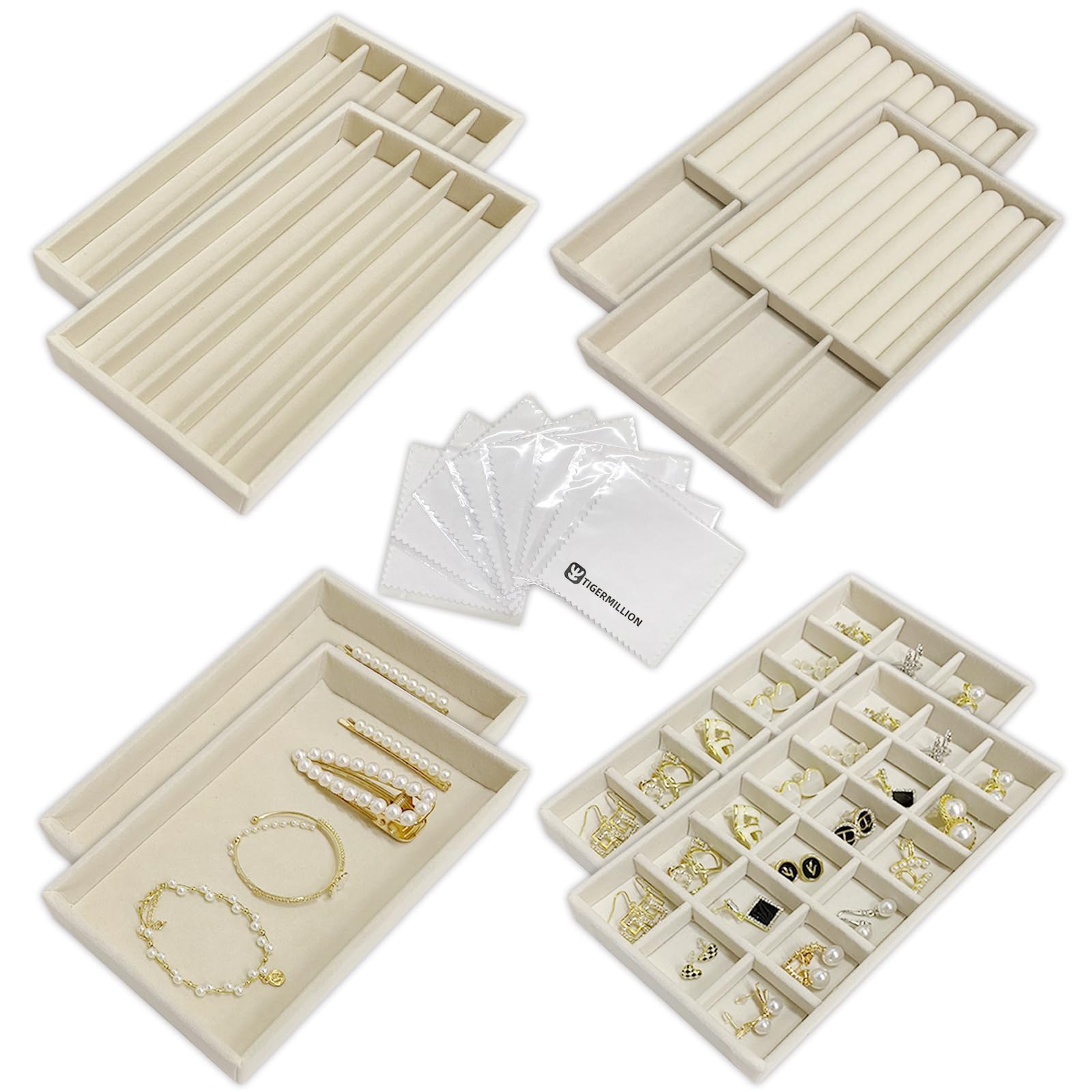 Amazon.com: TIGERMILLION Jewelry Organizer Trays for Drawers, Stackable ...
