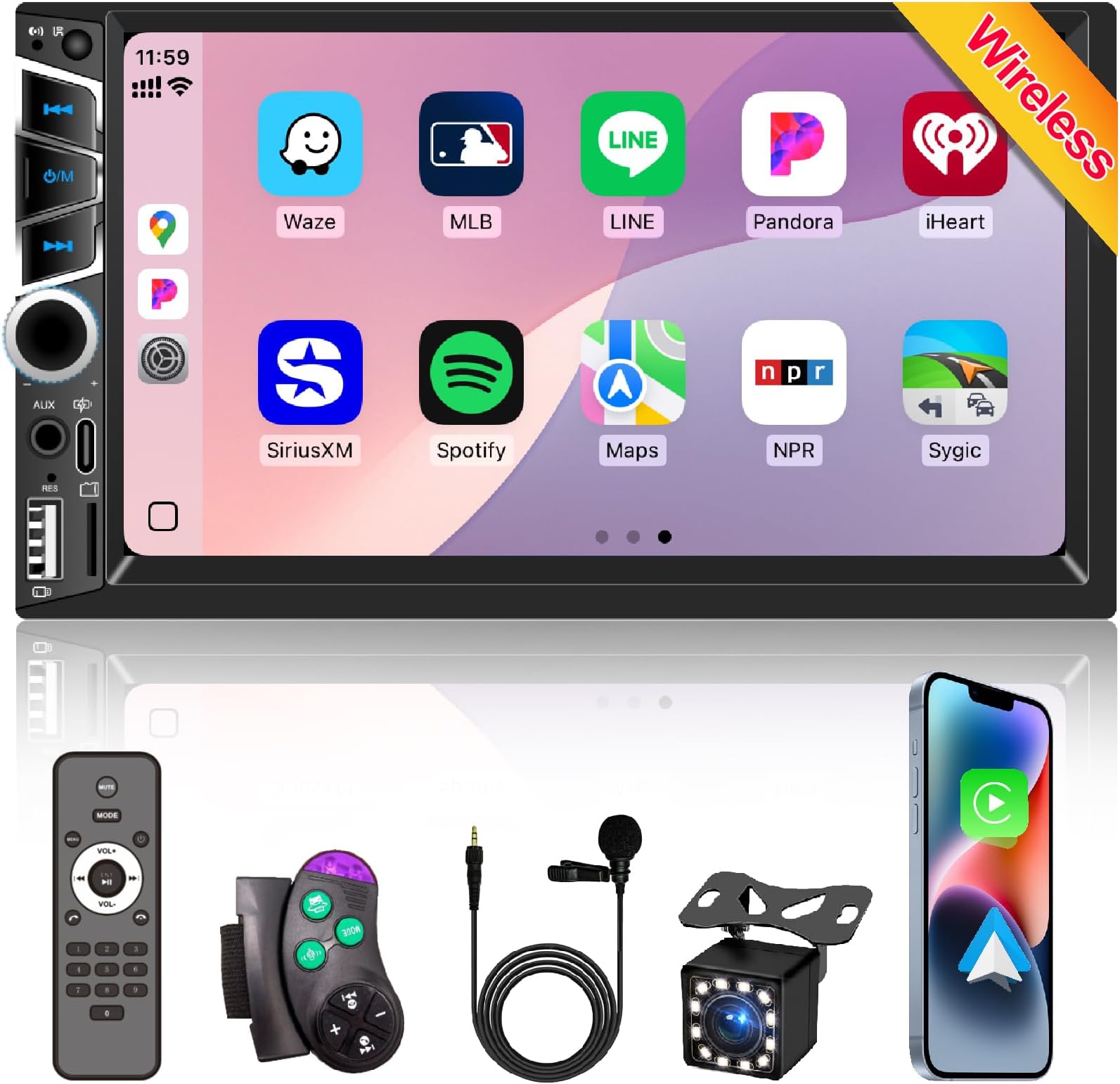 Amazon.com: UNITOPSCI Double Din Apple CarPlay Car Stereo with Android ...