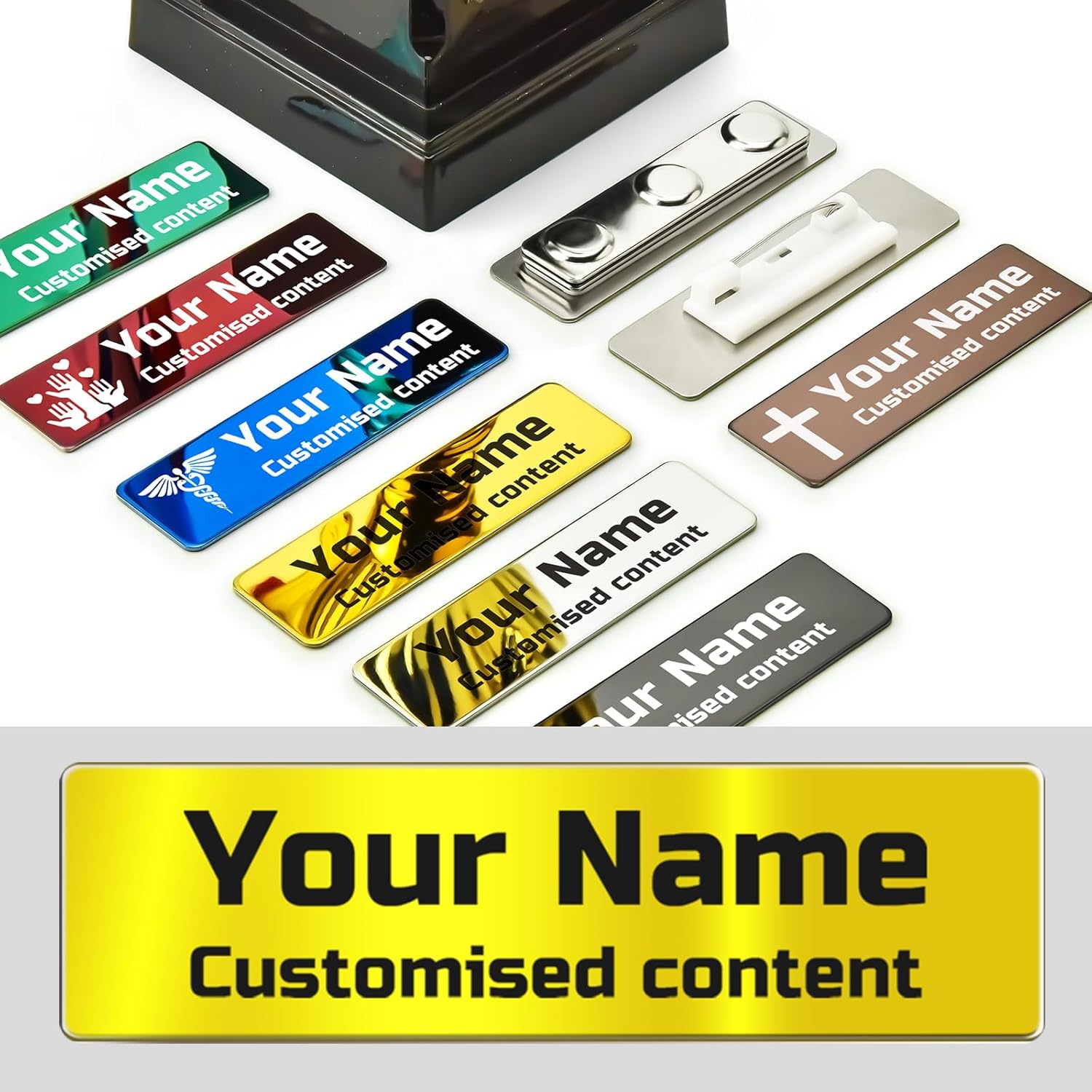 Stainless Steel Custom Name Tag with Magnetic Clip – Engraved ...