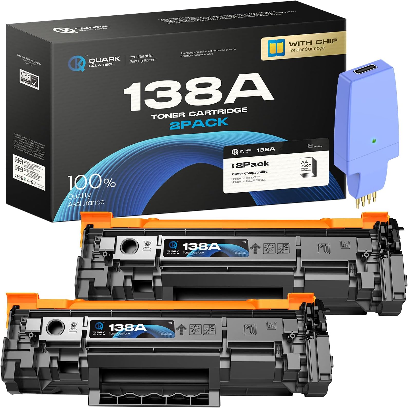 Amazon.com: 138A Black Laserjet Toner Cartridge 2-Pack Compatible ...
