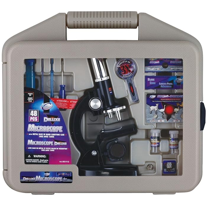 Buy Micro-Science 90101 100/600/1200X Deluxe Microscope Set with Metal ...