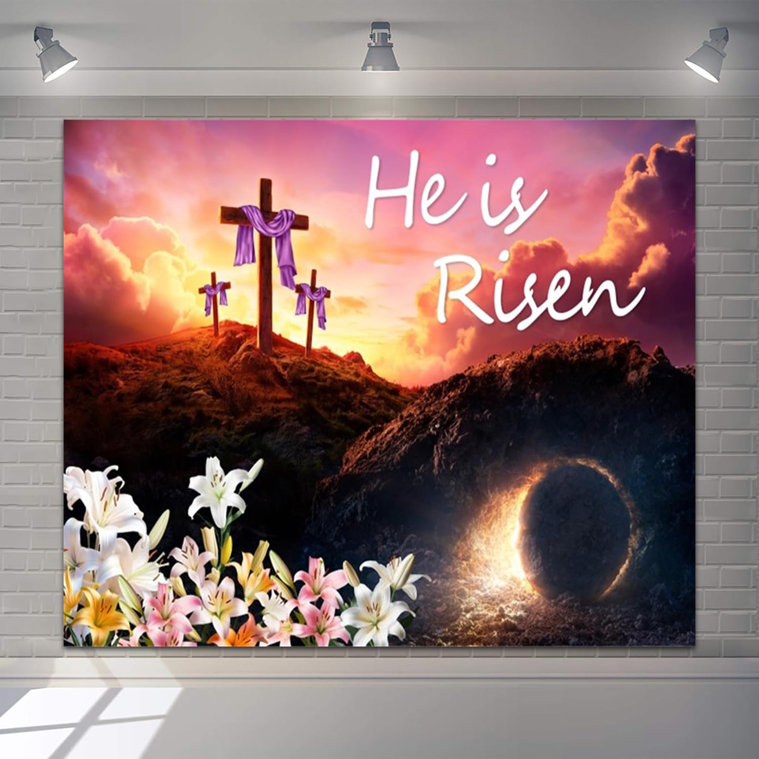Amazon.com : Easter Backdrop 12x8ft Vinyl He is Risen Backdrops for ...