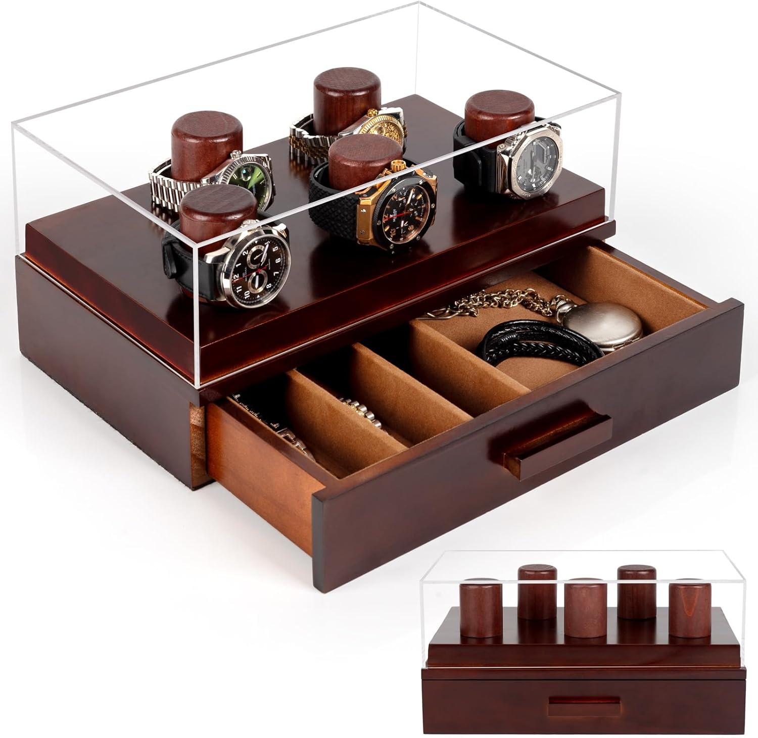 Amazon.com: ULTRGEE Watch Case for Men, Watch Display Stand Holder Box ...
