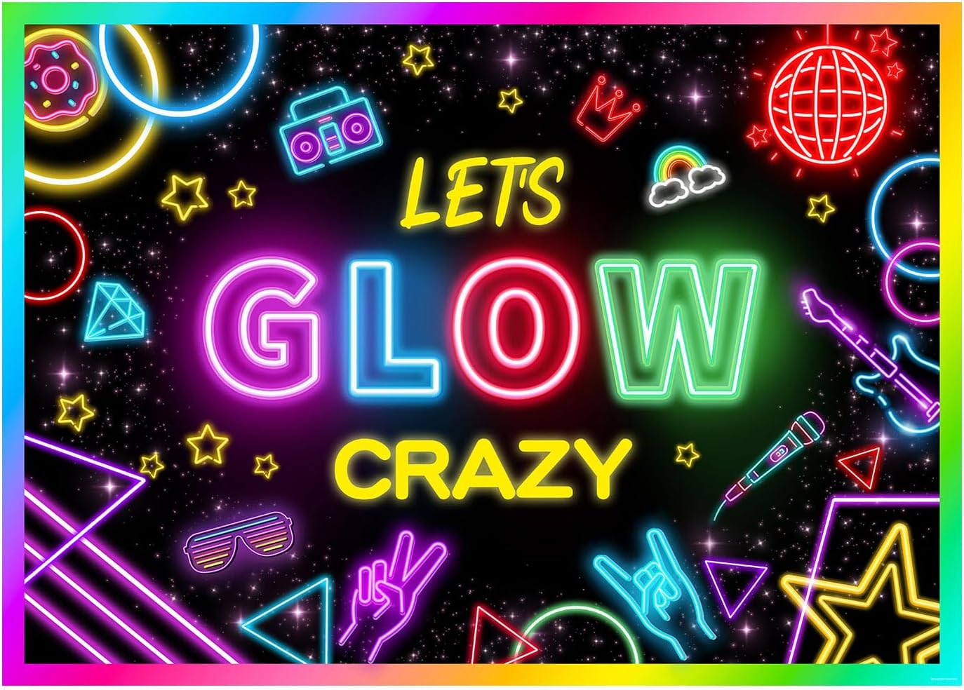 Amazon.com : Mocsicka Neon Let’s Glow Party Decorations Glow in The ...