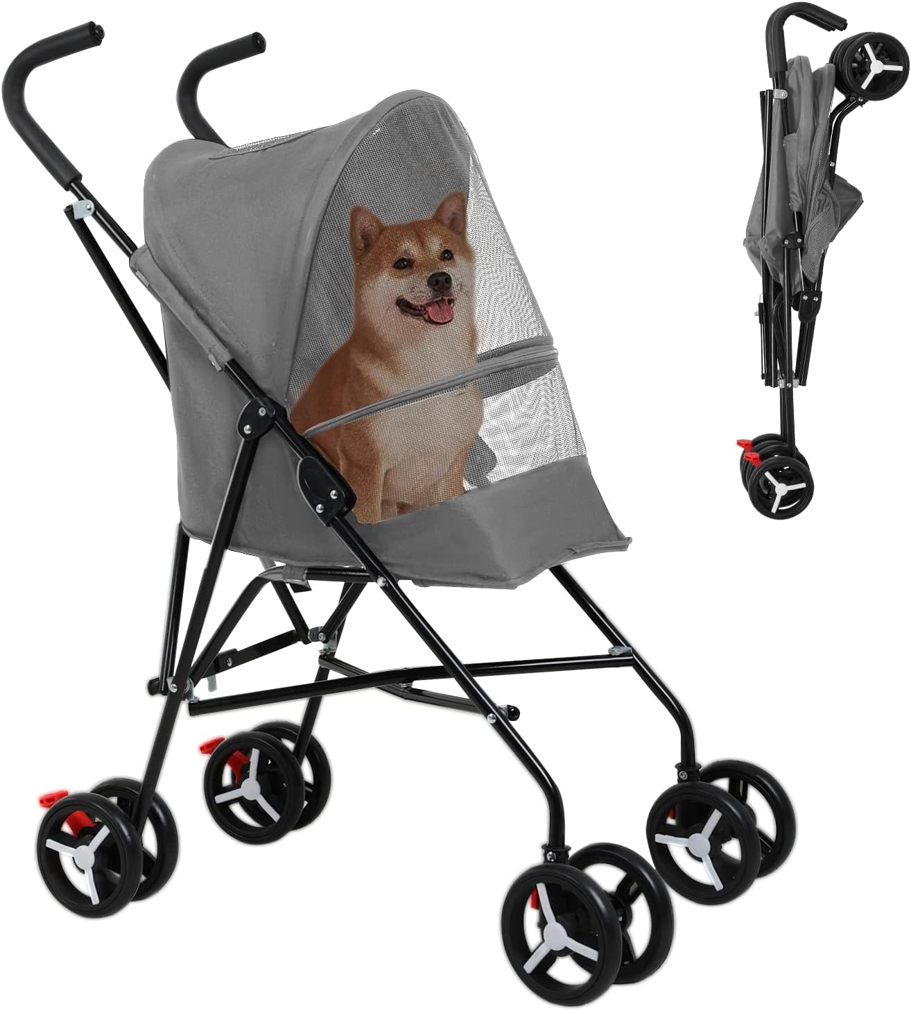 Amazon.com: BestPet Pet Stroller Dog Cat Stroller with Handlebars ...