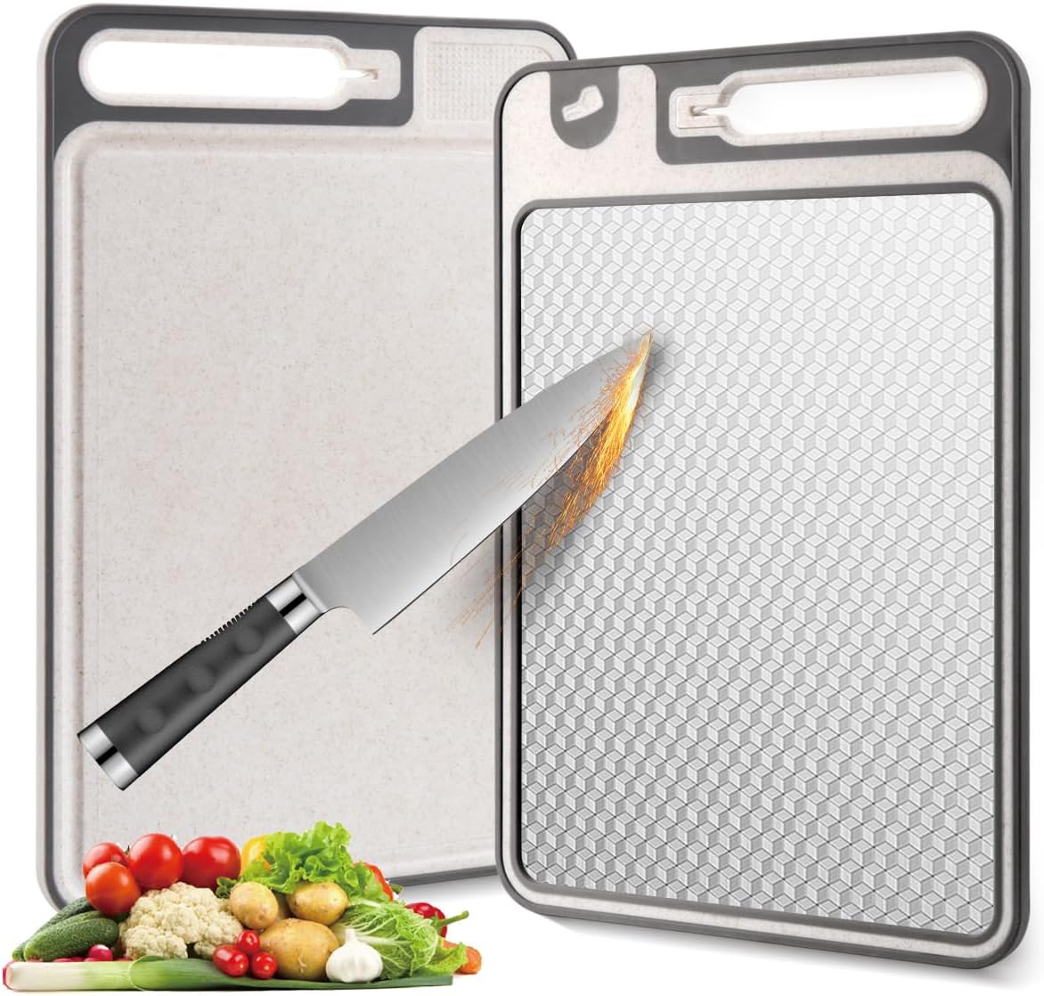 Amazon.com: Stainless Steel Cutting Board for Kitchen - Double-Sided ...